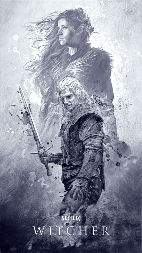The Witcher Yennifer Geralt Matthew Spurlock Poster Boy Drawing ...