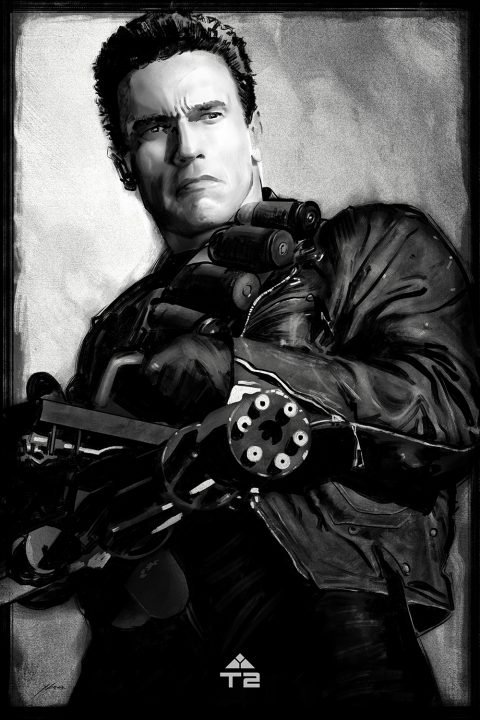 Terminator 2 T-800 Arnold Schwarzenegger Yvan Quinet James Cameron ...