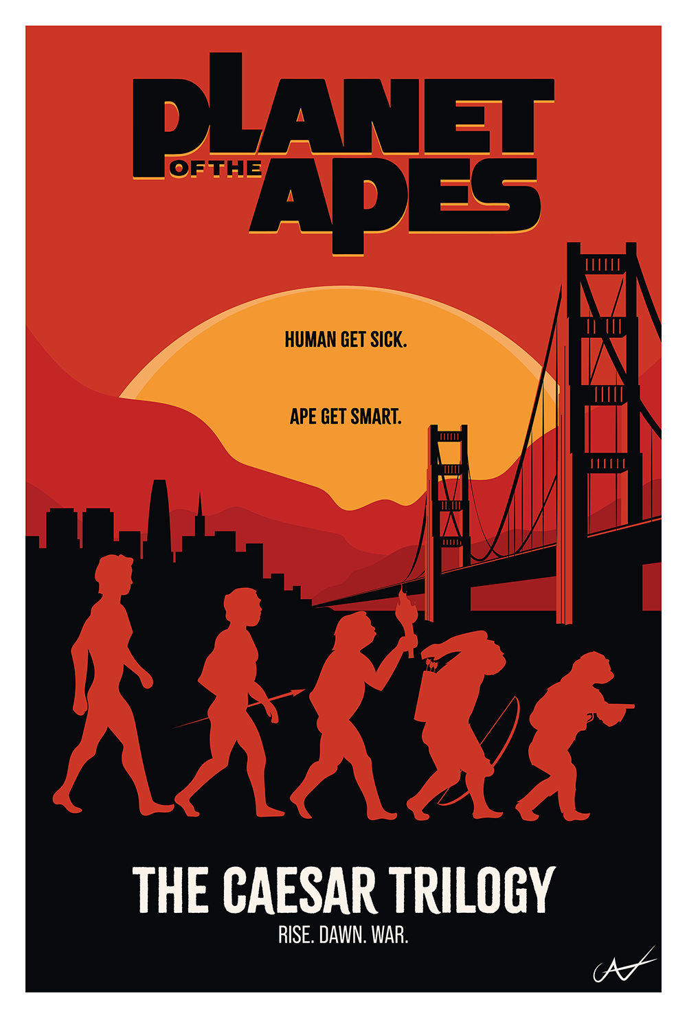 Planet Of The Apes - Caesar Trilogy Tribute Poster | Poster By Cole Vierra