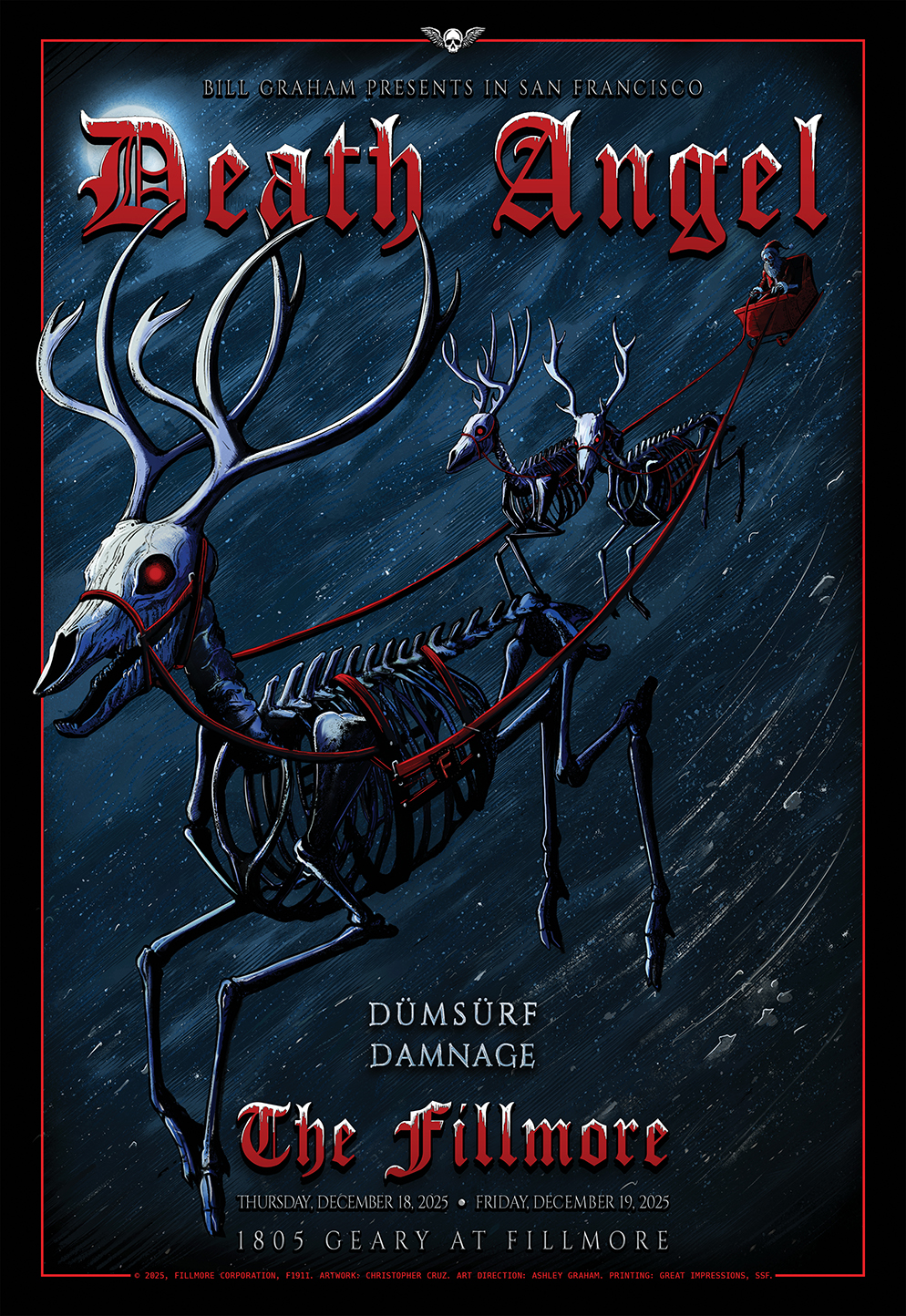 Death Angel Comemmorative FIllmore Poster December 2025 | Poster By ...